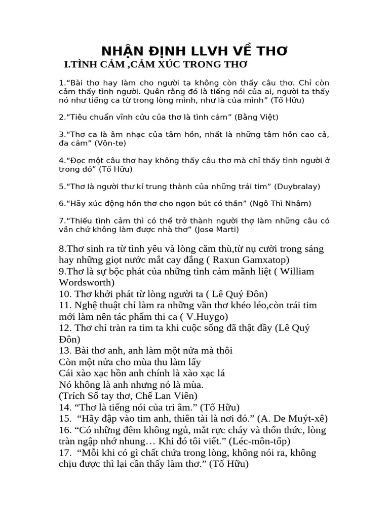 NHẬN ĐỊNH LLVH VỀ THƠ | PDF