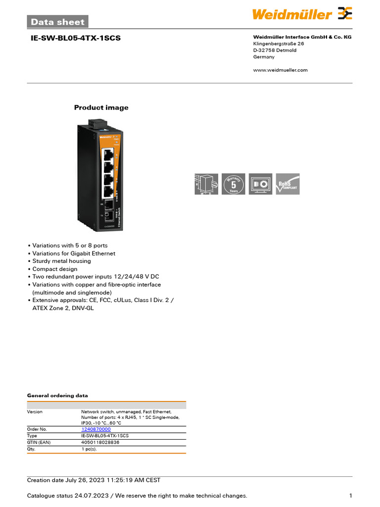IE SW BL05 4TX 1SCS - en | PDF | Data Transmission | Physical Layer ...