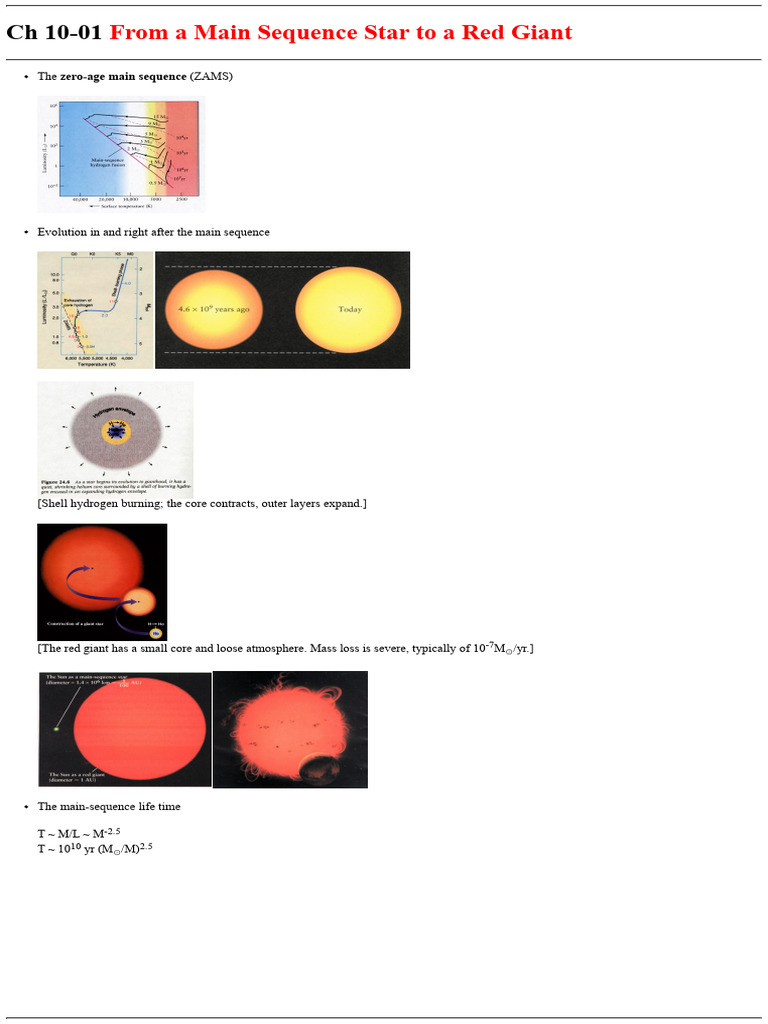 From A Main Sequence Star To A Red Giant | PDF