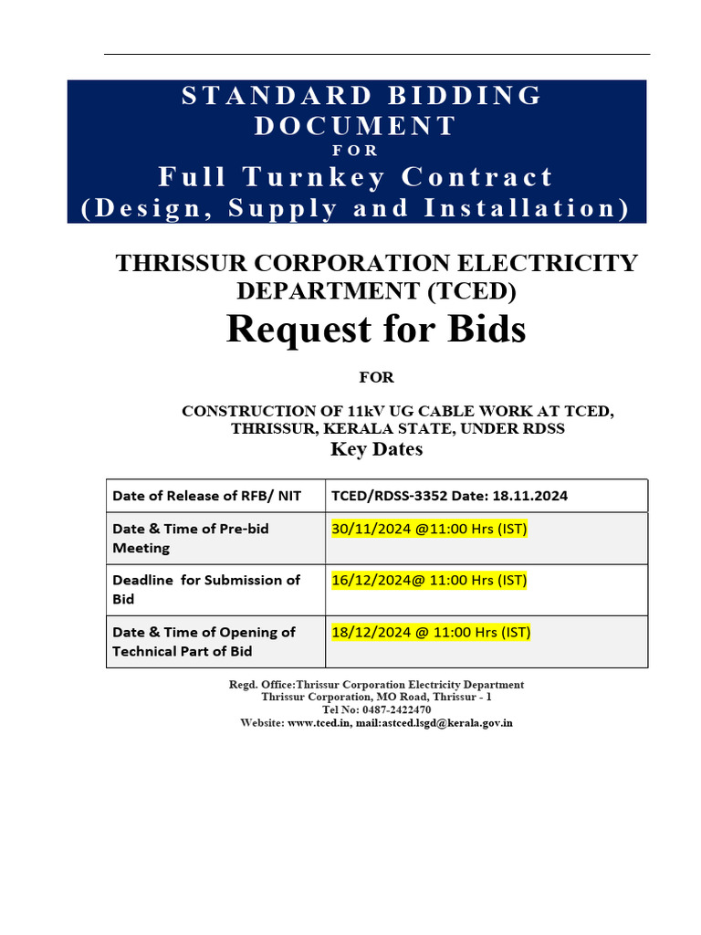 Request For Bids: Full Turnkey Contract | PDF | Joint Venture | Request ...