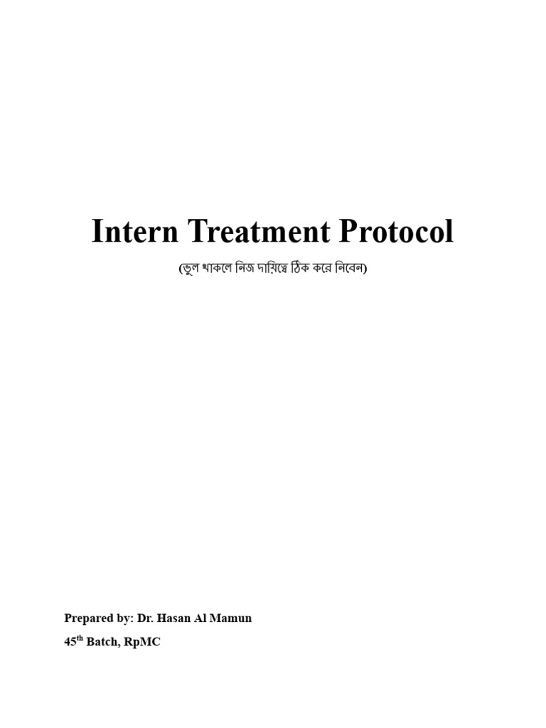 Intern Treatment Protocol Overview | PDF | Blood Pressure | Stroke