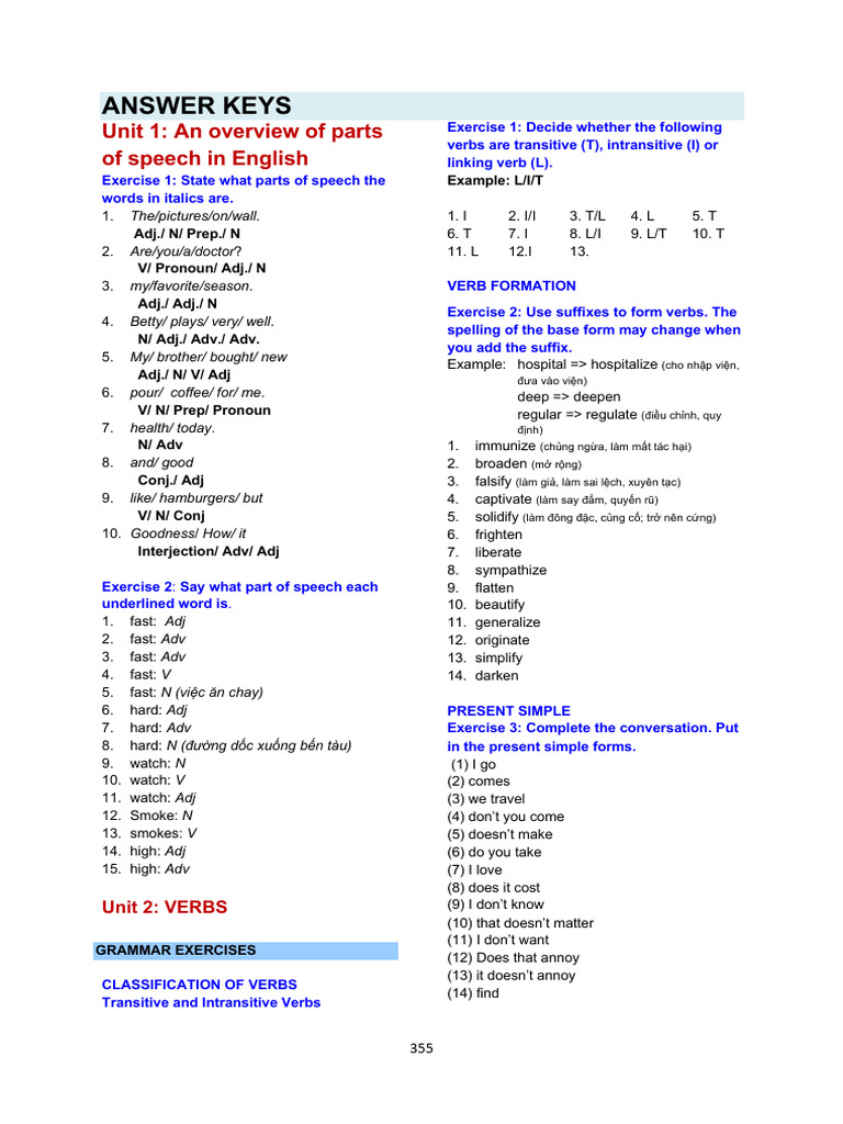 Basic English Grammar (SG279) - KeysB | PDF | Perfect (Grammar ...