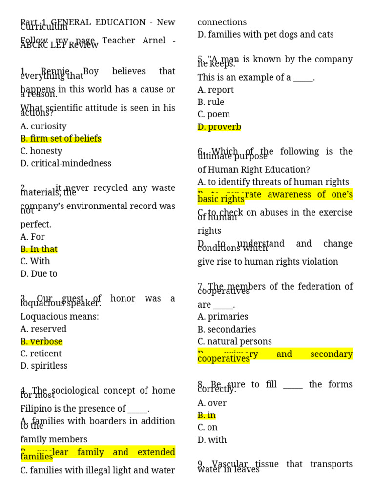 March LET Taker REVIEWER | PDF | Reproduction | Electrical Conductor