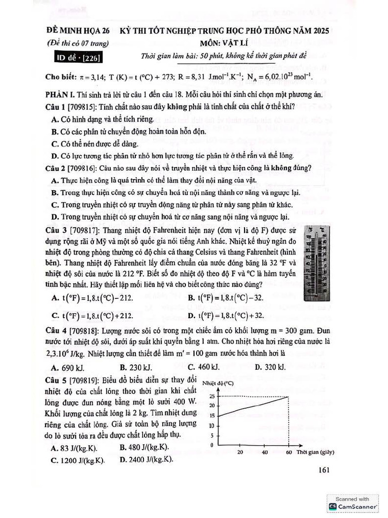 50 Đề Minh Hoaj TNTHPT 2025 Môn Vật Lý - 161-167 | PDF