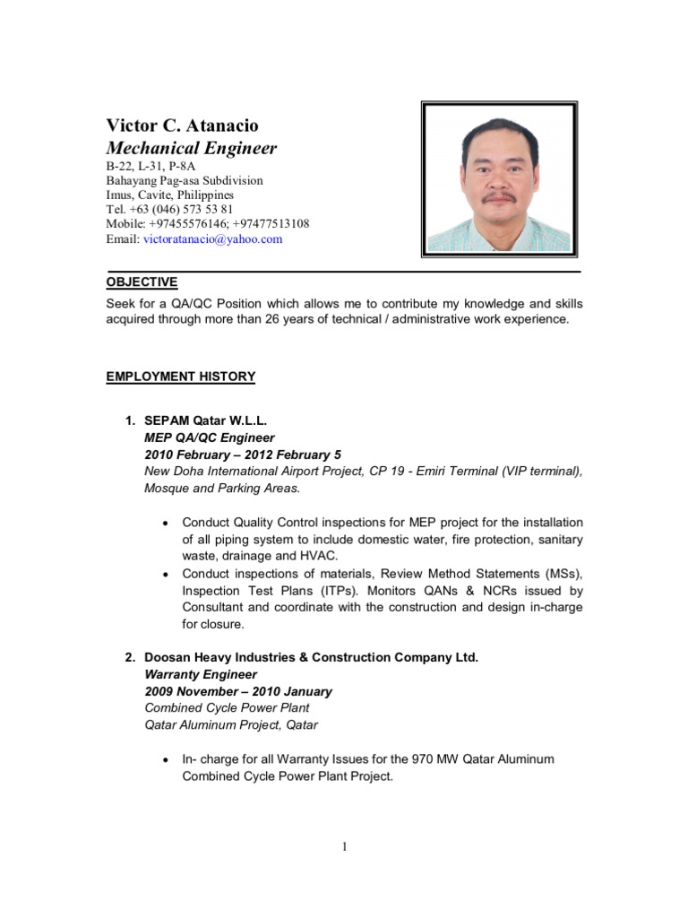 Victor Atanacio CV 1 | PDF | Philippines | Local Government