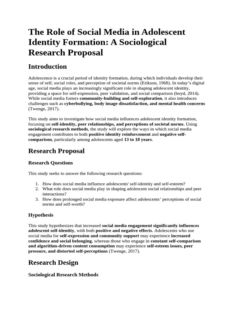 The Role of Social Media in Adolescent Identity Formation | PDF ...