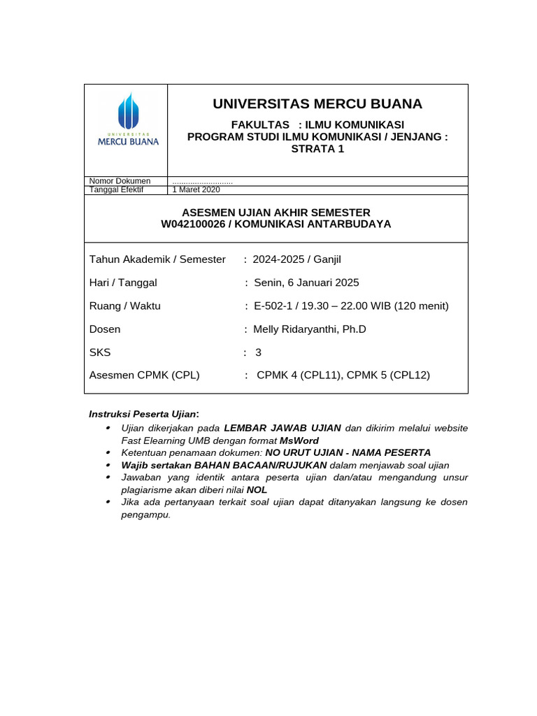 UAS OBE - KAB TA 2024-2025 | PDF