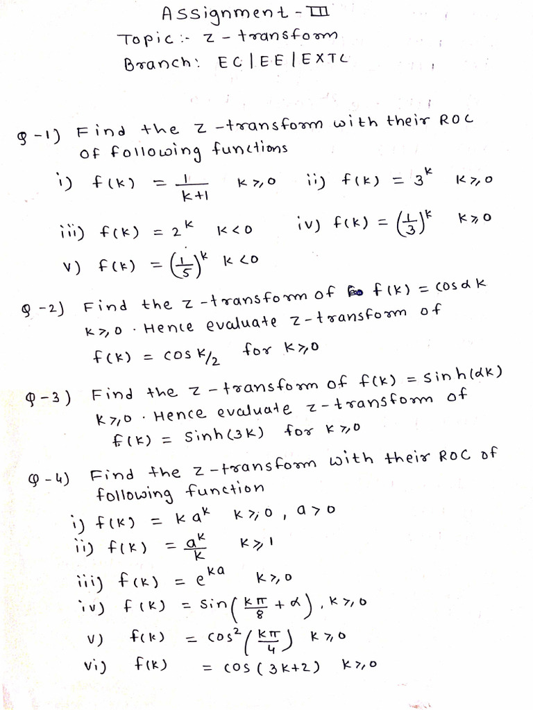 Z-Transform Assignment | PDF
