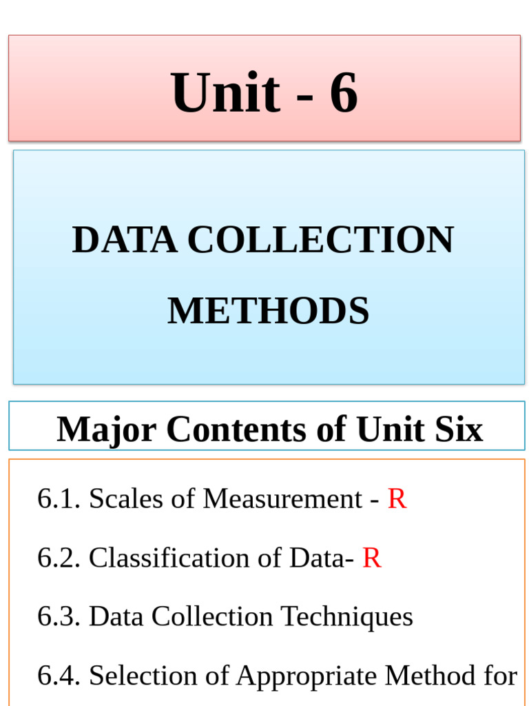 Unit - 6- New on Data Collection | PDF | Level Of Measurement ...