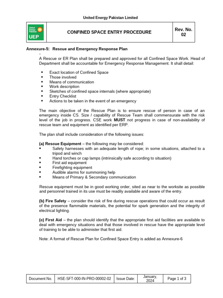 Annexure - 5 - Rescue and ER Plan - Rev2 | PDF | Occupational Safety ...