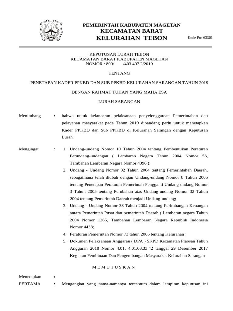 SK Sub PPKBD Tahun 2024 BARU | PDF