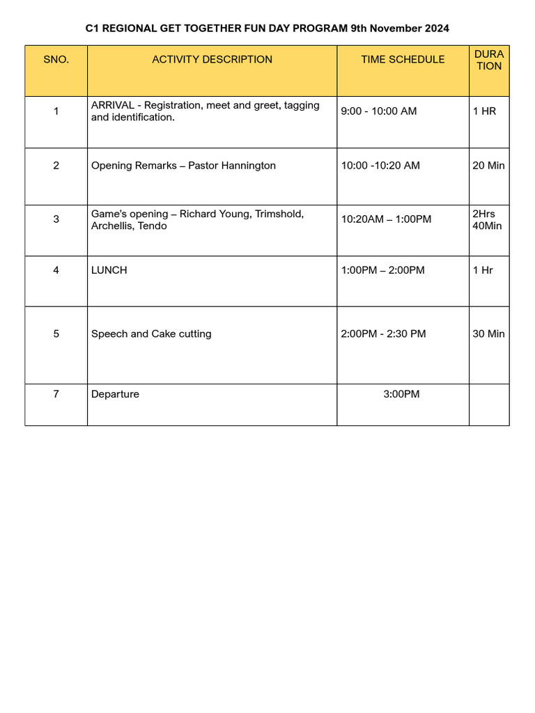 C1 Regional Fun Day Program 2024 | PDF