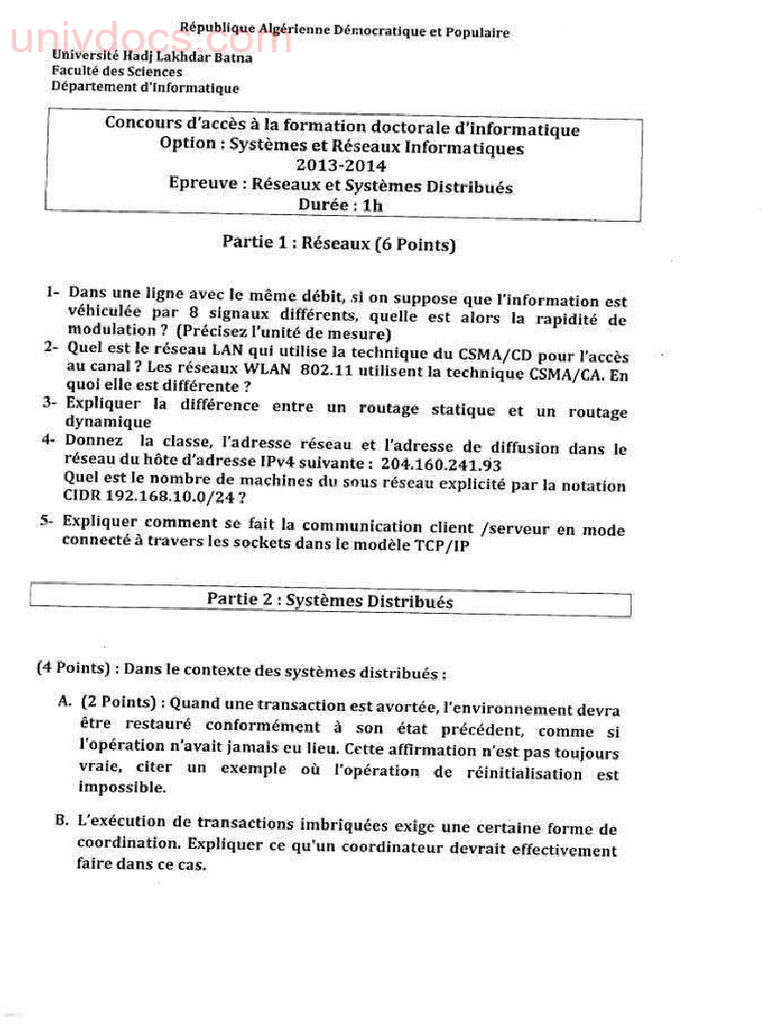 Réseaux Et Systèmes Distribués - TextMark | PDF