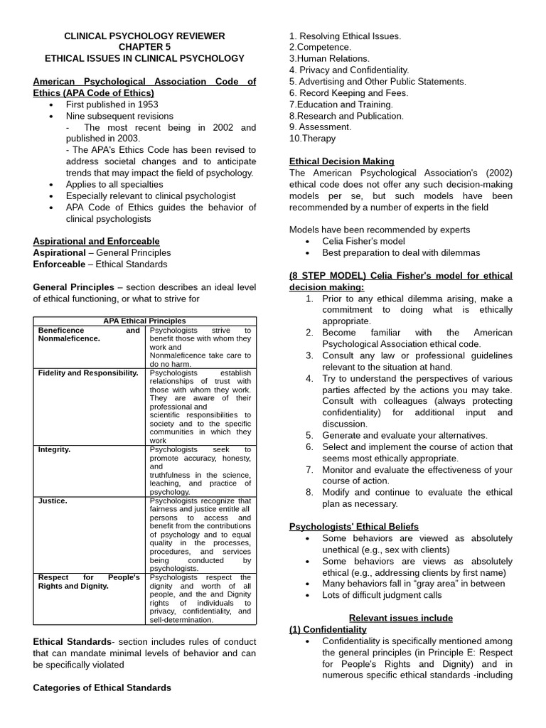 Clinical Psych Ethics Guide | PDF | American Psychological Association ...