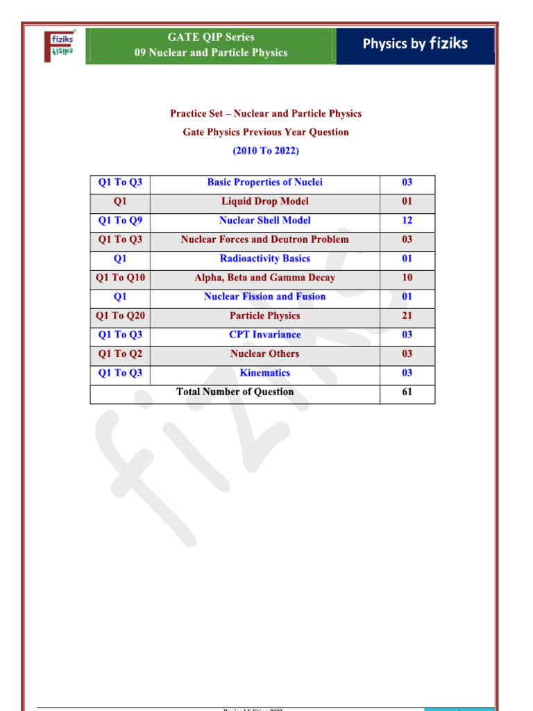 NUCEAR AND PARTICAL GATE PYQ - Compressed | PDF