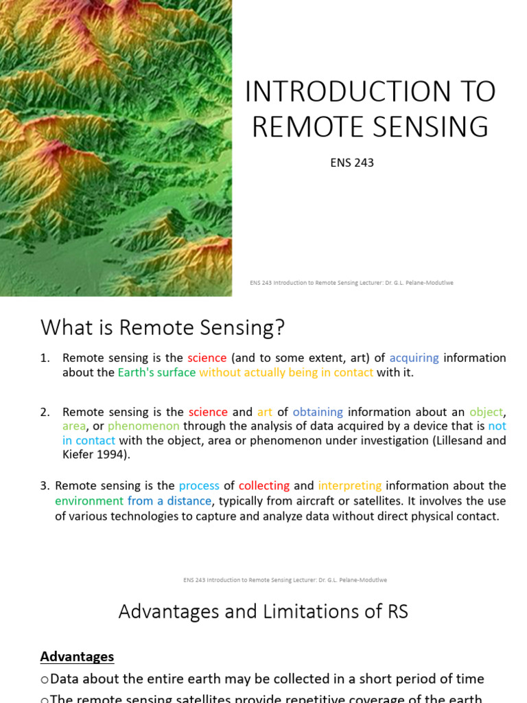 Introduction To Remote Sensing LEC 1 | PDF | Electromagnetic Radiation ...