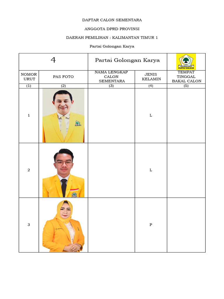 DCS Golkar Provinsi 2023 | PDF