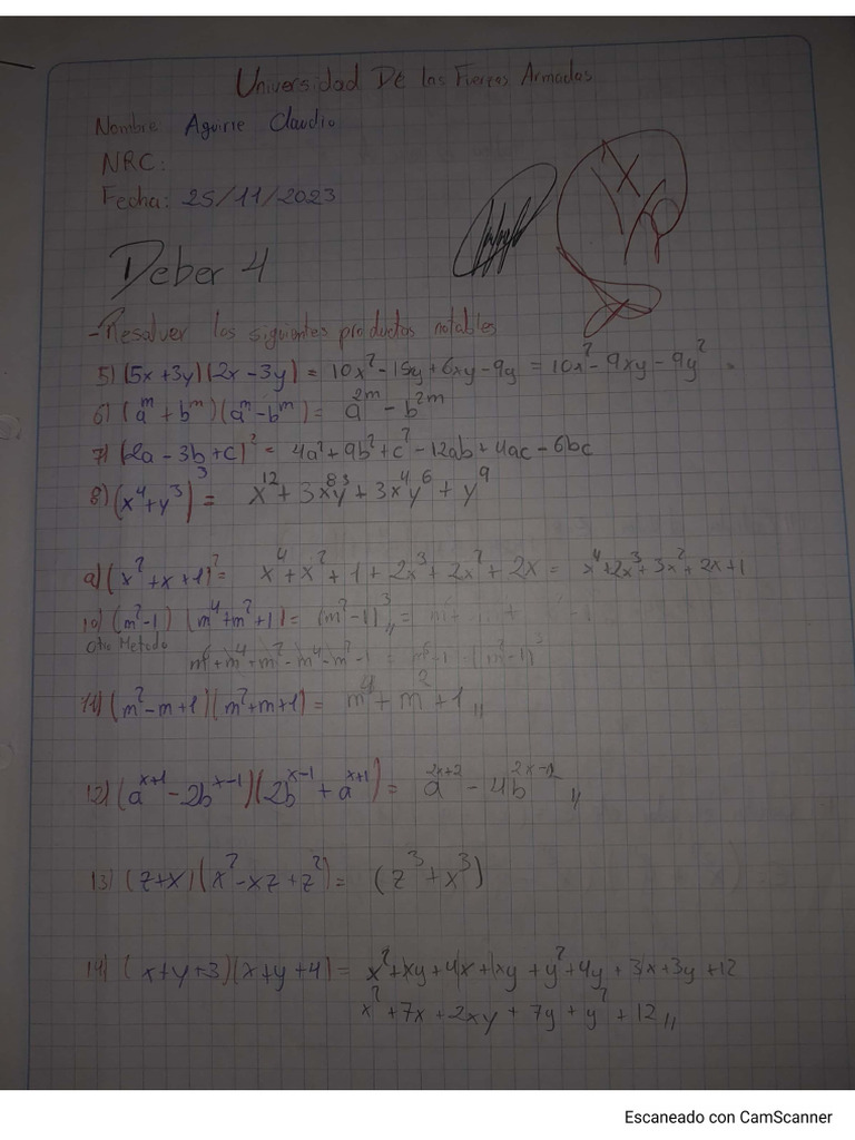 Deber 8 Algebra | PDF