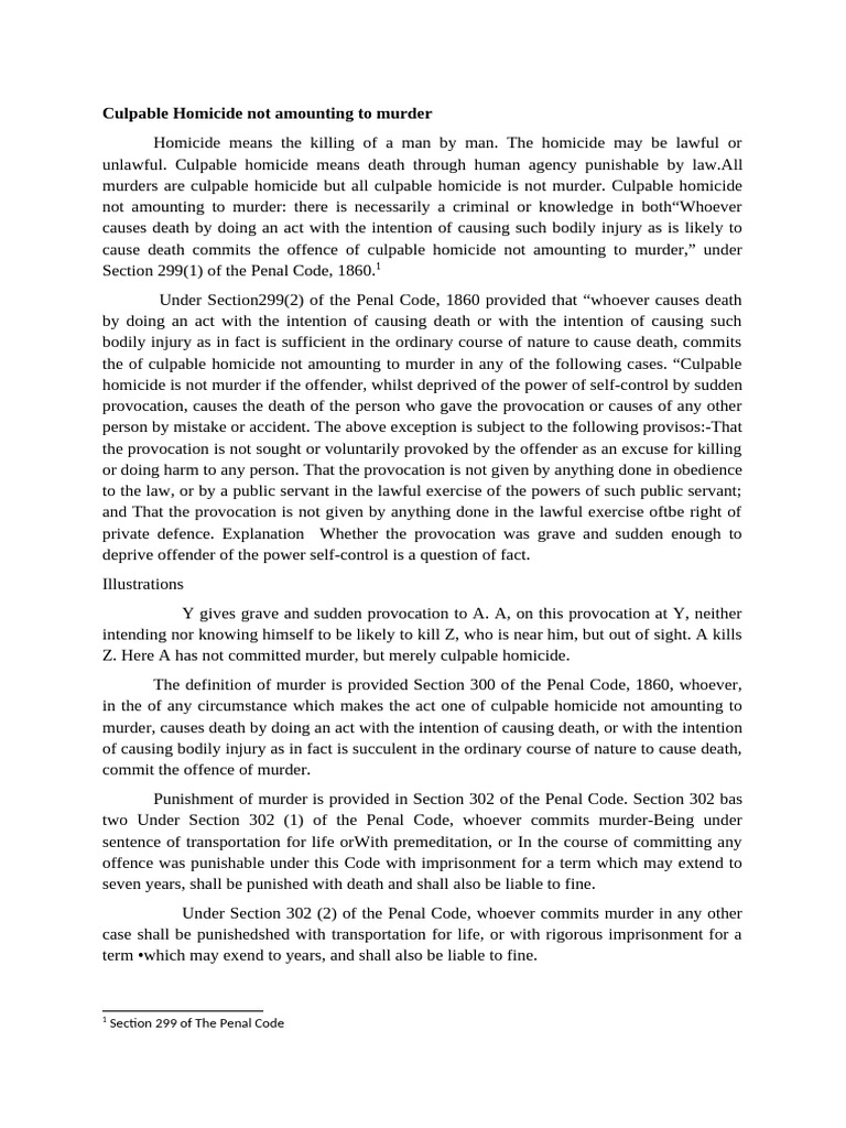 Culpable Homicide | PDF | Murder | Crimes