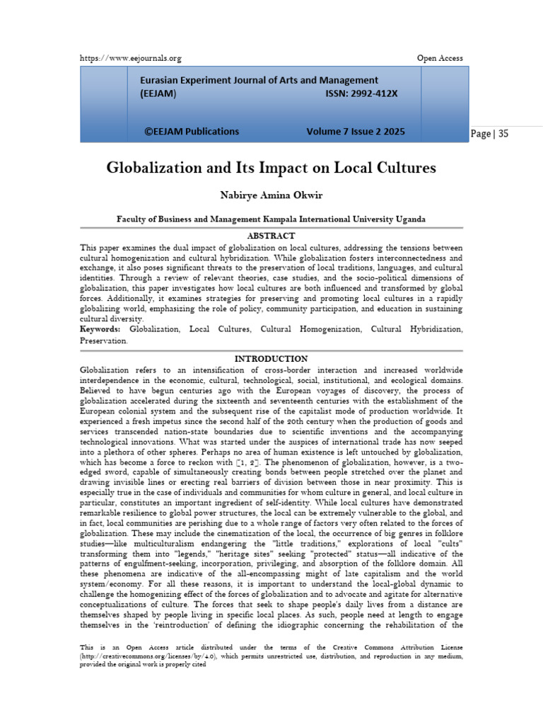 Globalization's Effects on Local Cultures | PDF | Globalization | Theory
