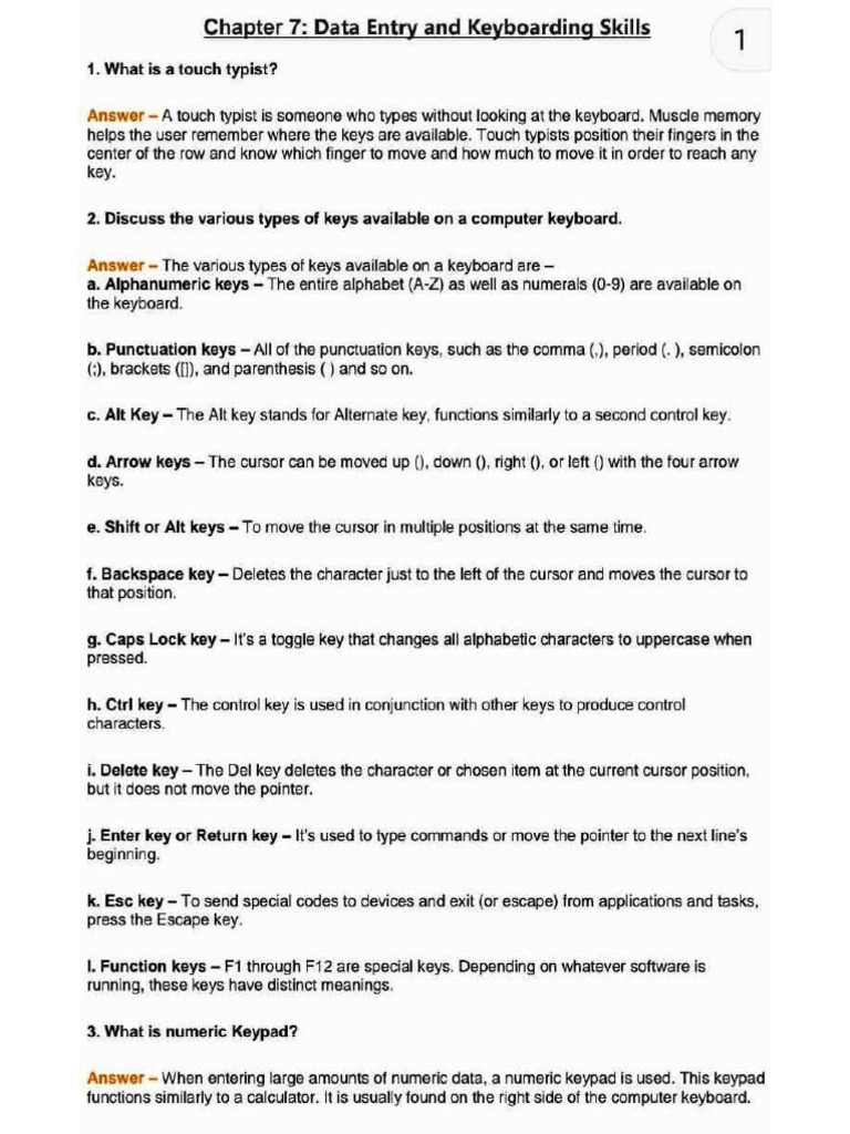 IT Chapter 7 - Data Entry & Keyboarding Skills | PDF