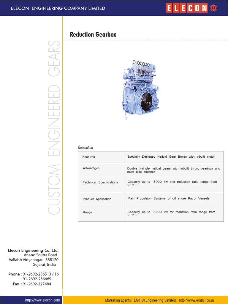 Reduction Gearbox | PDF