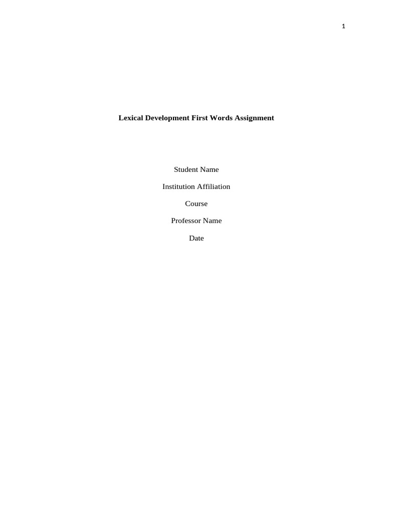 Lexical Development First Words Assignment | PDF | Word | Vocabulary