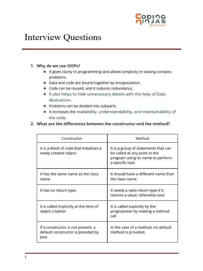 GP OOPS C++ Interview Questions | PDF | Class (Computer Programming) | Method (Computer Programming)