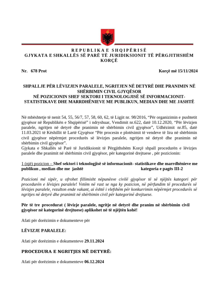 12-Shpallje SHEF SEKTORI I TEKNOLOGJISË SË INFORMACIONIT (15.11.2024) | PDF