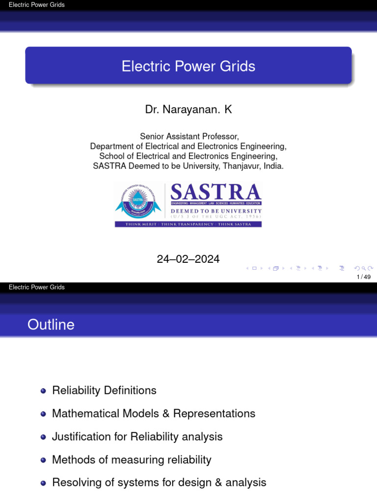 Reliability Analysis of Electric Power Grids | PDF | Reliability ...