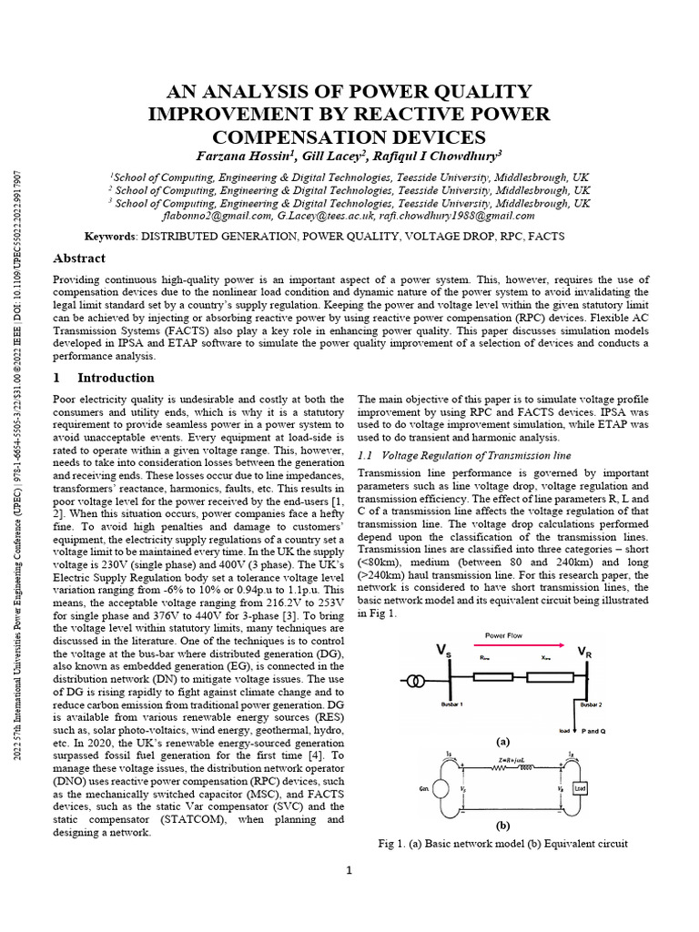 An Analysis of Power Quality Improvement by Reactive Power Compensation Devices | PDF | Physical ...