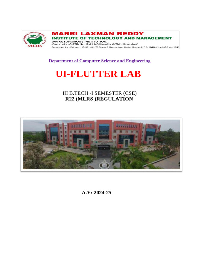FLUTTER - LAB - MANUAL - With CO-PO Mapping | PDF | Engineering | Class (Computer Programming)