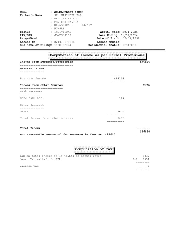 Manpreet Singh 24-25 New Comp | PDF