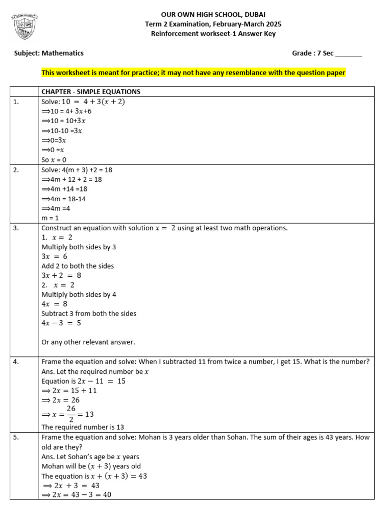 Term-2 Math Reinforcement worksheet 1 answer key | PDF | Triangle ... Term-2 Math Reinforcement worksheet 1 answer key | PDF | Triangle ...