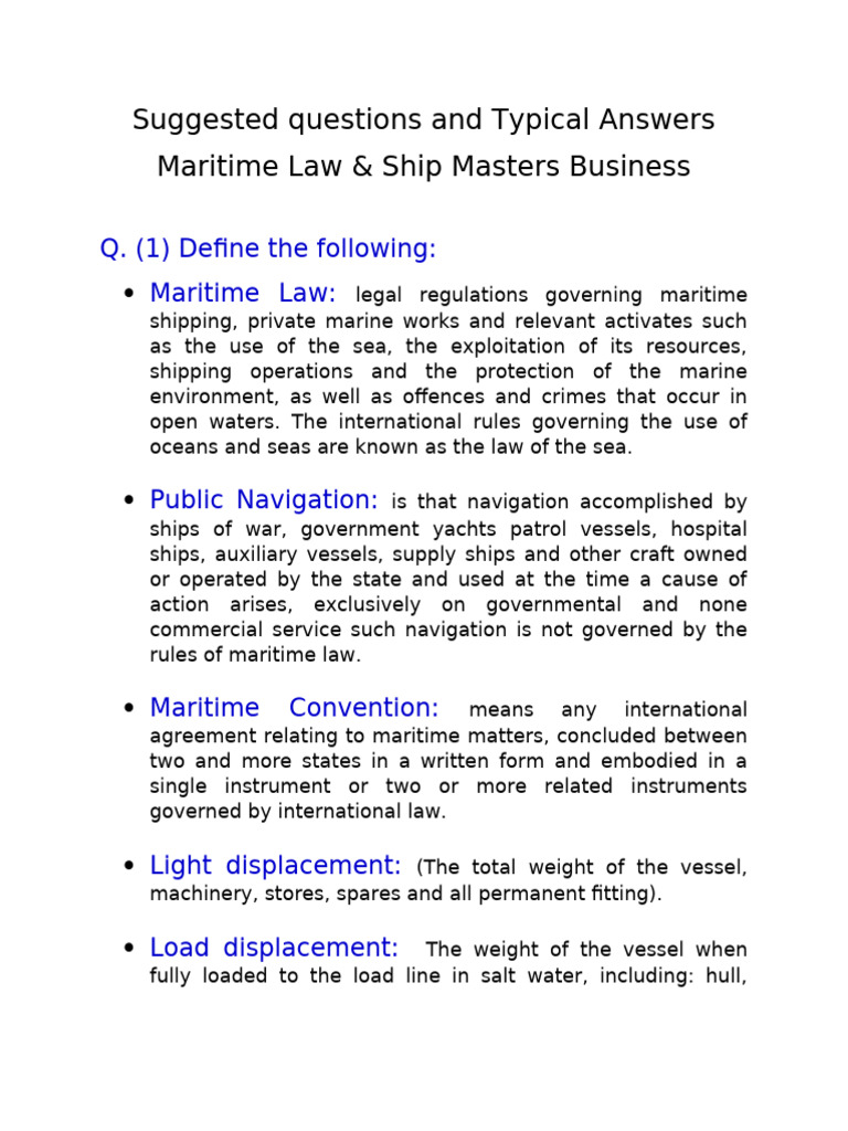 Suggested Questions and Typical Answers | PDF | Marine Salvage | Insurance