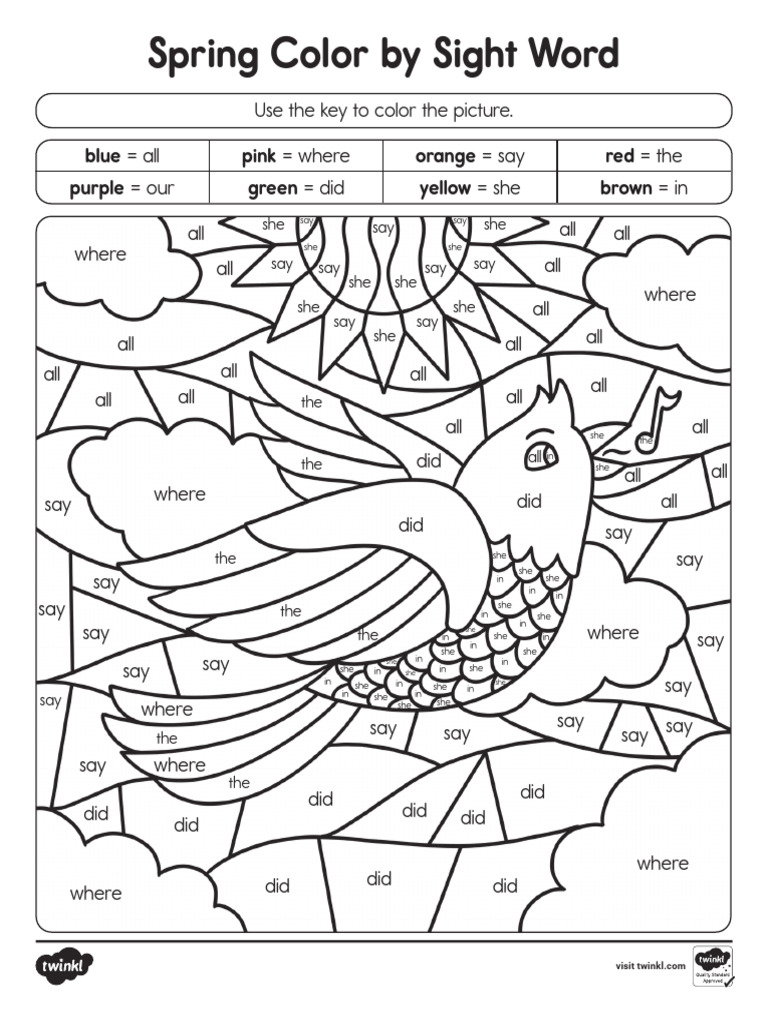Spring Color by The Sight Word Activity | PDF | Color | Light
