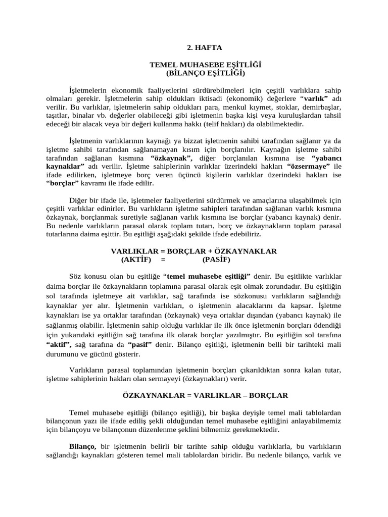 Genel Muh - 1 (2 - Hafta) | PDF