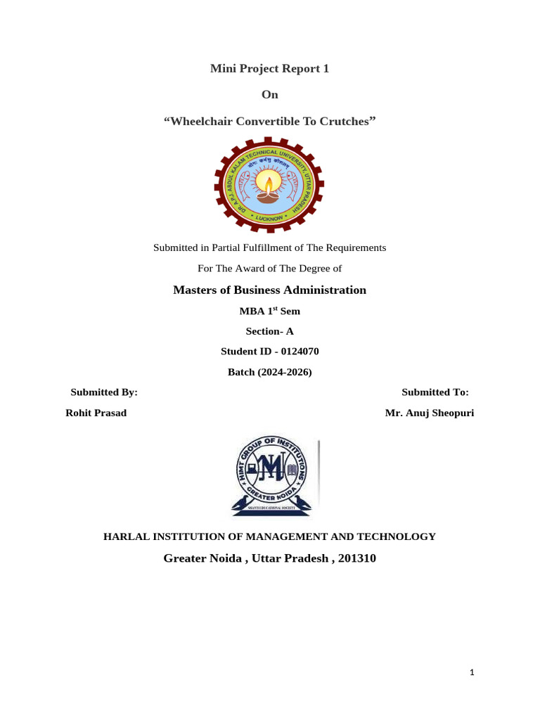 Rohit New-Mini-Project-1-Report | PDF | Drilling | Wheelchair