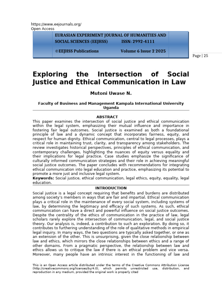 Social Justice and Ethical Communication in Law | PDF | Justice | Crime ...