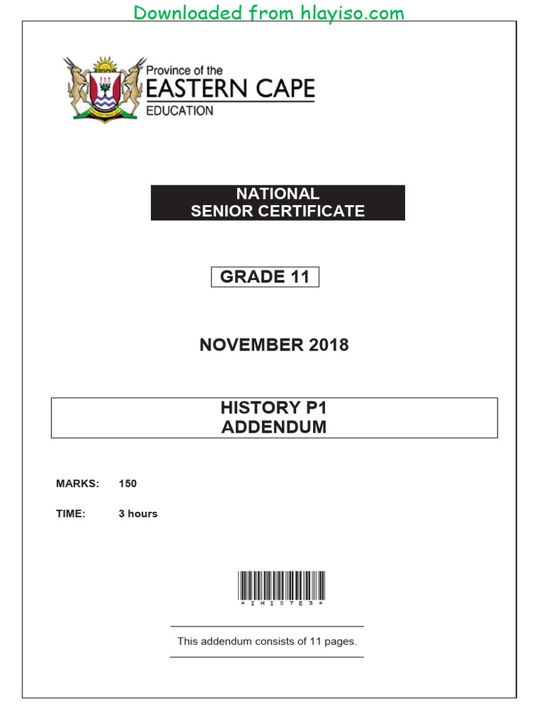 HISTORY P1 GR11 ADDEN NOV2018 - en D - Hlayiso - Com | PDF ...