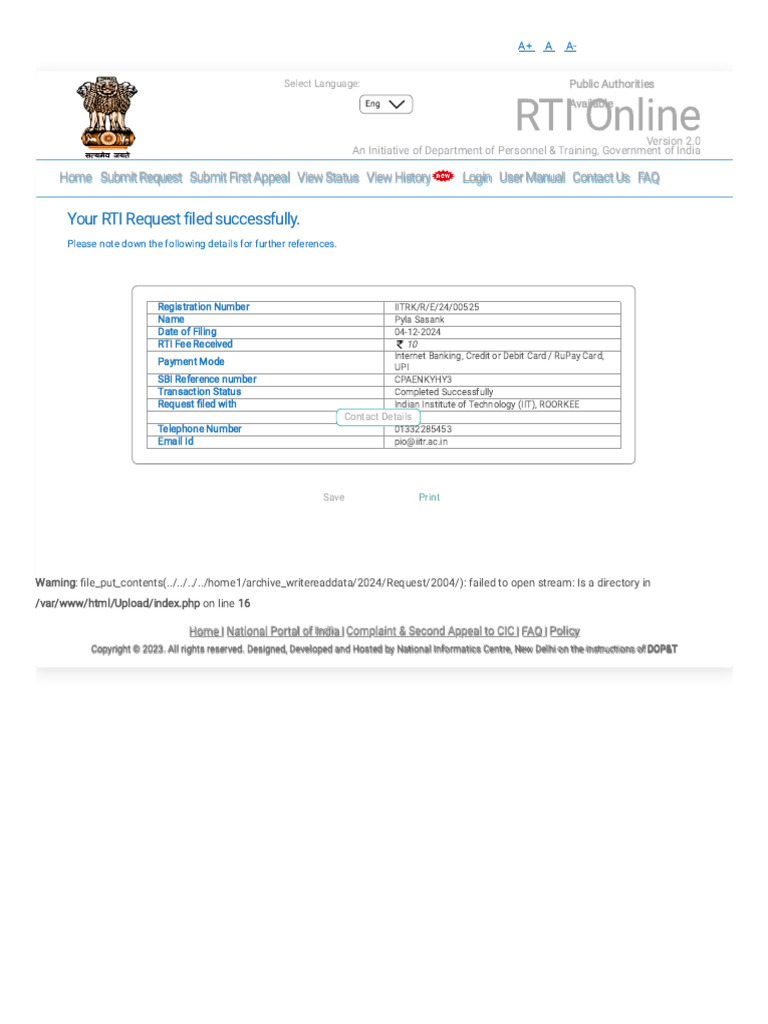 RTI Online - Online RTI Information System | PDF | Banking Technology ...