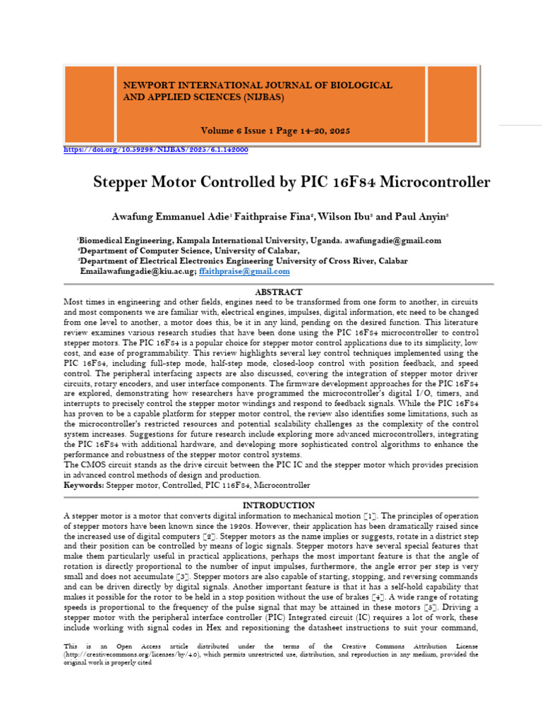 PIC 16F84 Stepper Motor Control Techniques | PDF | Electric Motor ...