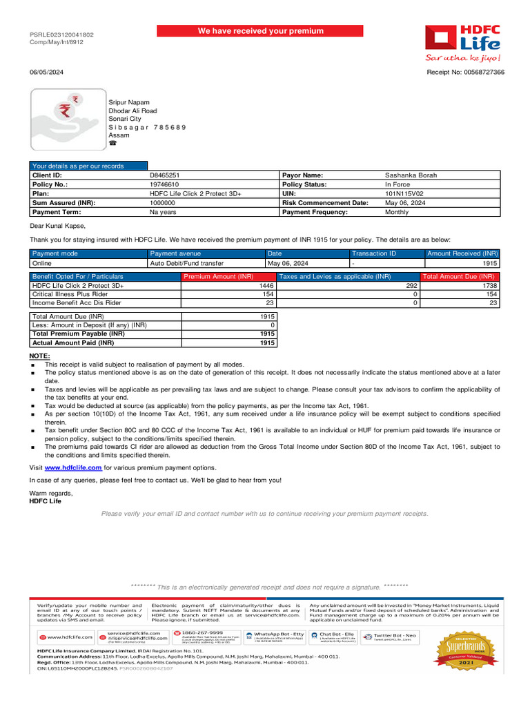 May-Life-Premium-Receipts-Nov-2022_1 | PDF | Life Insurance | Insurance