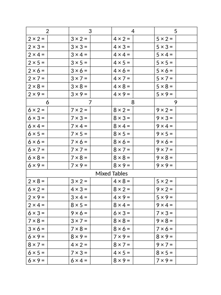 table sheet | PDF