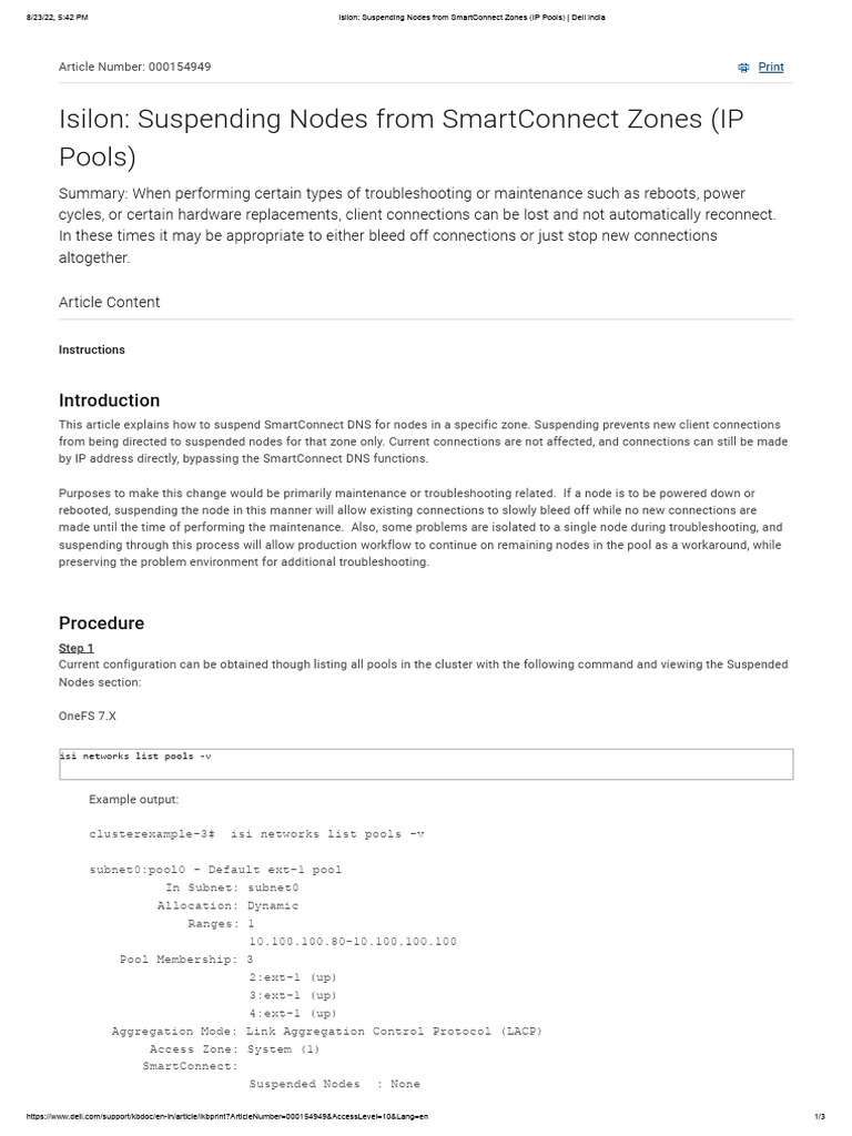 Isilon - Suspending Nodes From SmartConnect Zones (IP Pools) - Dell ...