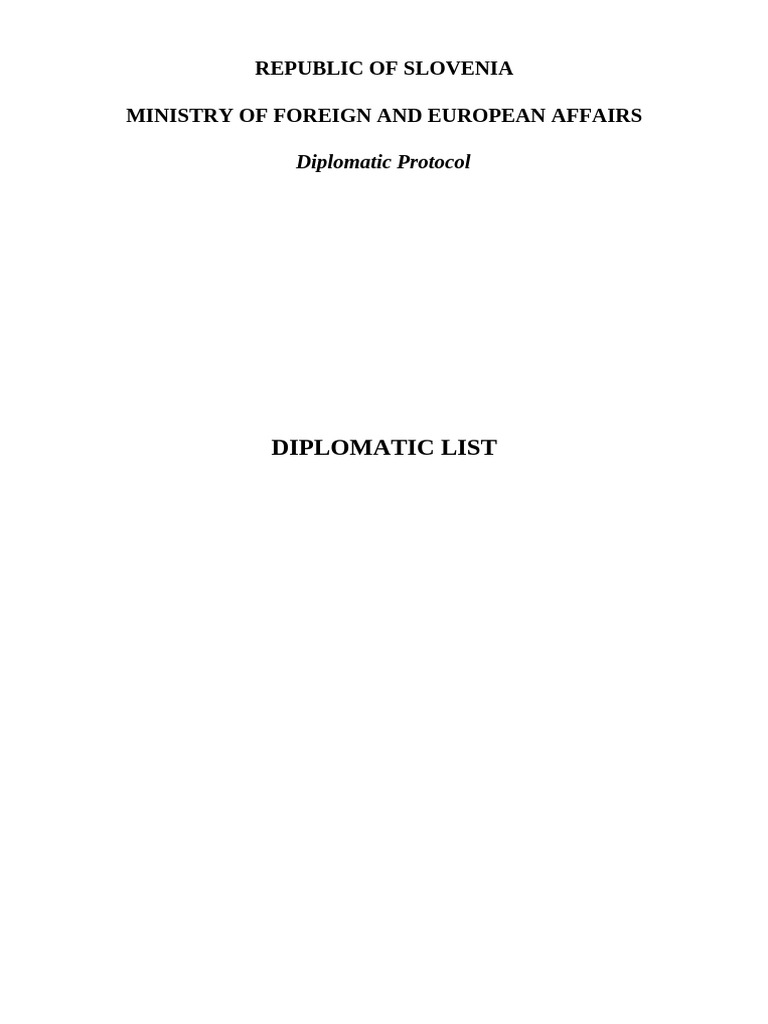 Diplomatska Lista Diplomatic List 29 January 2025 | PDF | Diplomatic ...