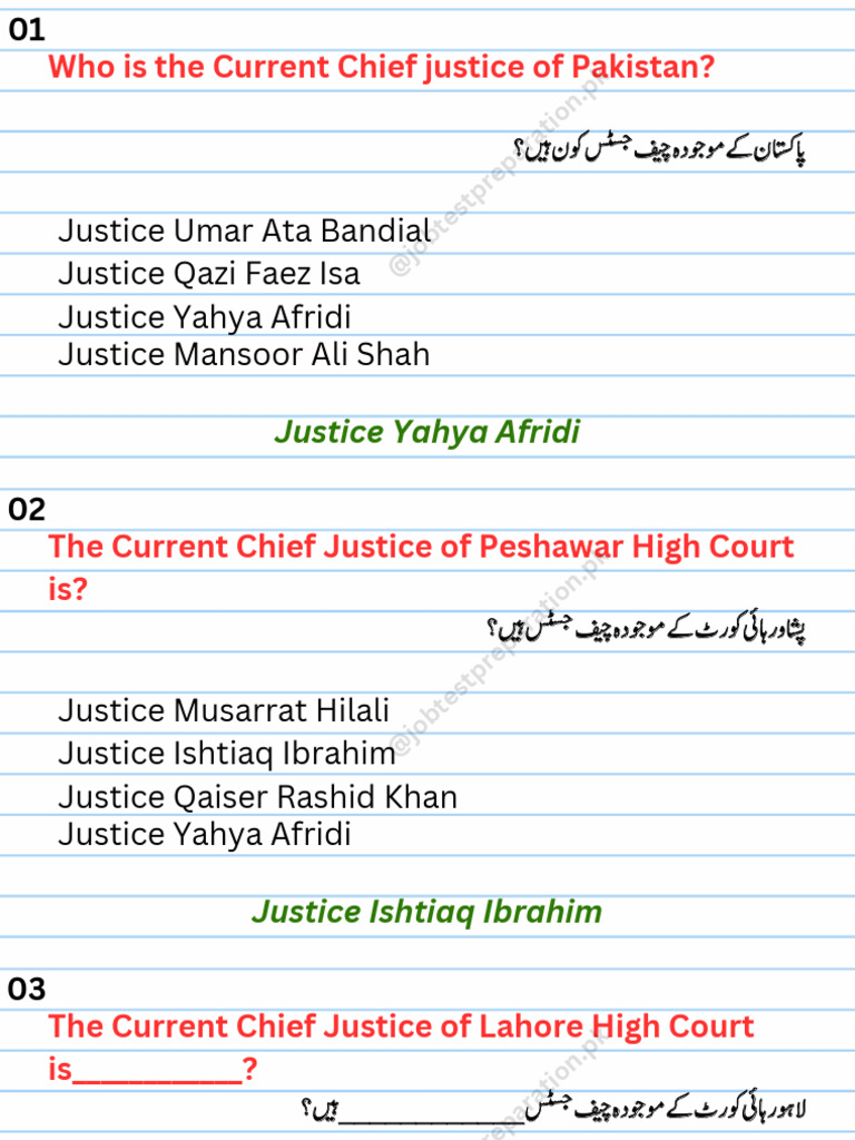 Current Chief Justices of Pakistan | PDF | Pakistan | Government Of ...