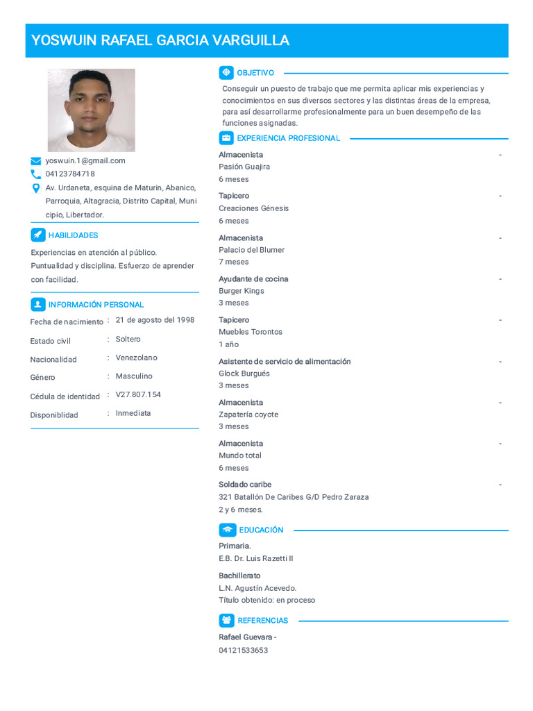 CV de Yoswuin Rafael García | PDF