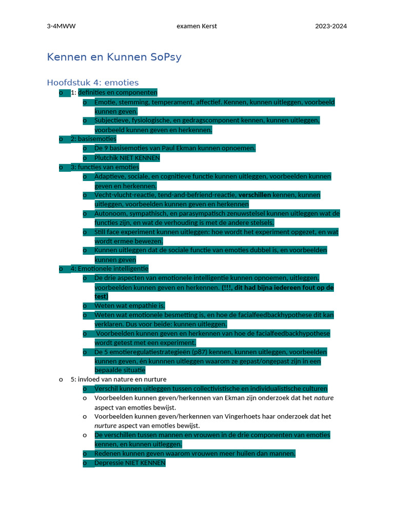 SoPsy Leerstofoverzicht Examen Pasen | PDF