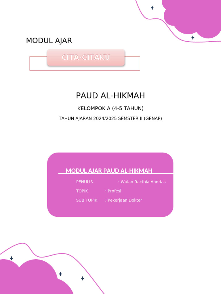 Modul Ajar PAUD: Cita-Citaku Dokter | PDF